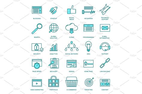 Development Thin Line Icon Set Outline Icons ~ Creative Market