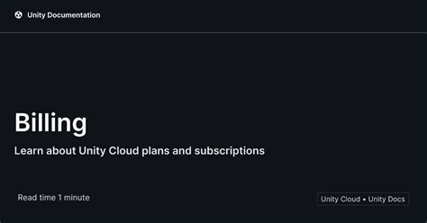 billing unity cloud unity docs