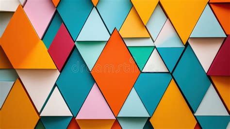 A Vibrant Display Of Complex Triangular Patterns Combines Various Colors And Shapes To Form An
