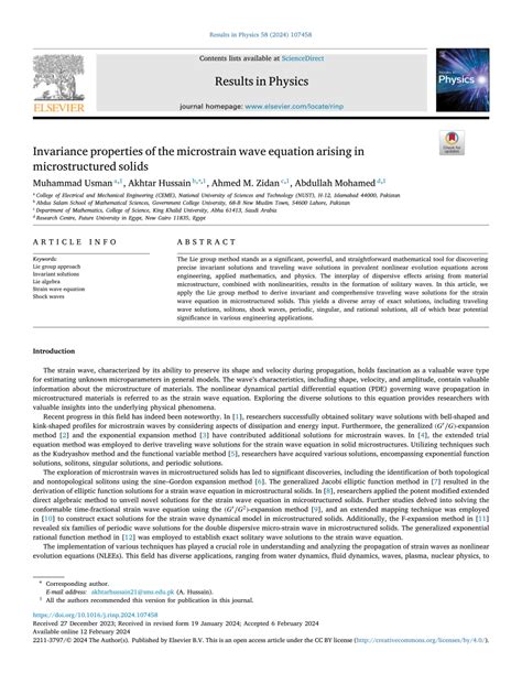 Pdf Invariance Properties Of The Microstrain Wave Equation Arising In