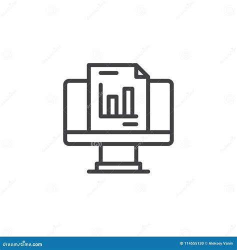 Progress Graph Statistics Outline Icon Stock Vector Illustration Of Display Device