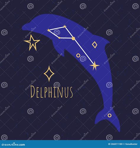 Constellation Of Delphinus Dolphin Star Shape Stock Vector