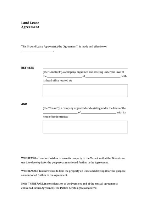 Land Lease Agreement Template