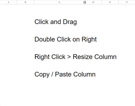4 Ways To Resize Columns Change The Column Width In A Google Sheet