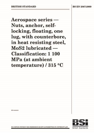Bs En 28672009 Aerospace Series Nuts Anchor Self Locking