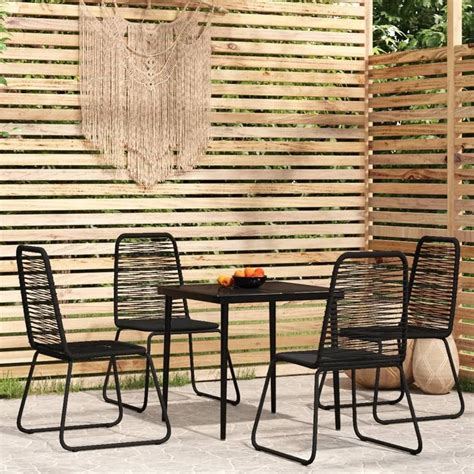 5 Piece Garden Dining Set Black Vidaxl Big W