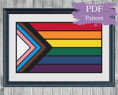 Progress Pride Flag Cross Stitch Pattern Pdf File Digital Pattern