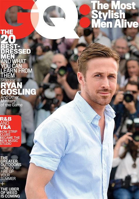 A Man Standing In Front Of A Crowd Of People On The Cover Of Gq Magazine