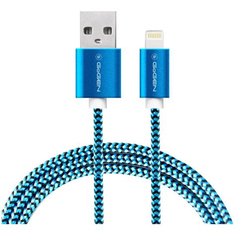 Gogen Lightning Usb Kábel 1m Textil Borítás Kék Szín Adat és Töltő