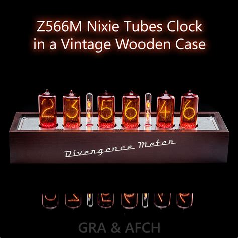 Z566m Red Nixie Clock With Sockets And Columns In A Vintage Ashwood Case [smf Rgb Usb Tunes