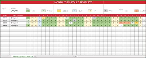 》free Printable Monthly Work Schedule Template