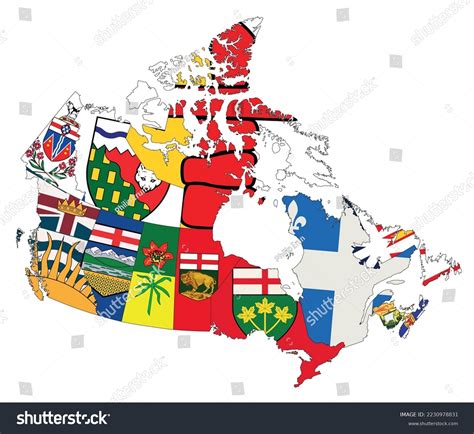 Map Canada Provincial Flags Isolated On Stock Vector Royalty Free