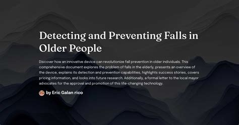 Detecting And Preventing Falls In Older People