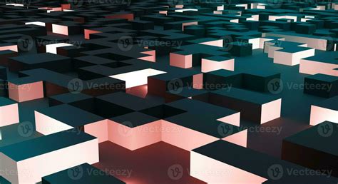 Glowing Pixel Cube Texture Background Pixel Pattern Geometric Dark Black Wallpaper Mosaic