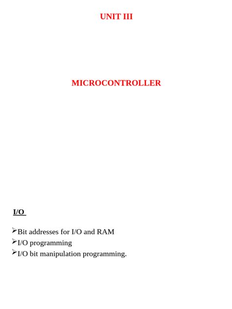 Unit Iii Microcontroller Pdf