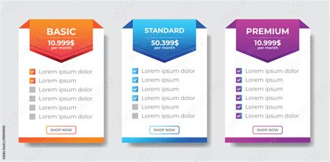 Business Pricing Plans Table And Pricing Chart Price List For Web Or App Ui Ux Pricing Design