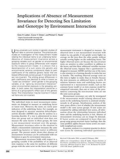 Pdf Implications Of Absence Of Measurement Invariance For Detecting