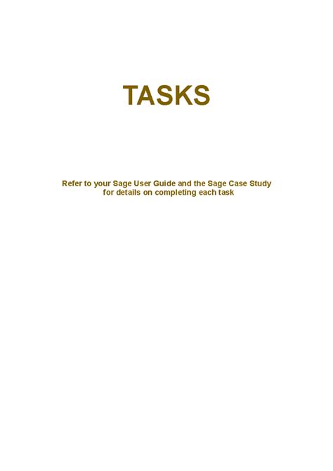 Tasks 2023 Sage 50 Task Tasks Refer To Your Sage User Guide And The