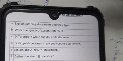 A Explain Jumping Statements And Their Types B Write The Syntax Of