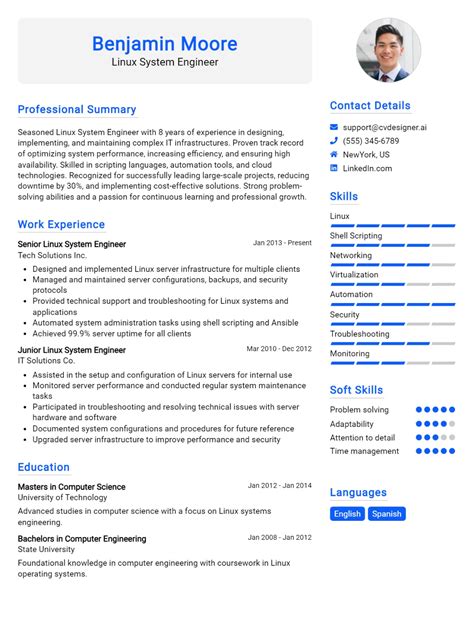 Linux System Engineer CV Example For 2024 Tips Templates CVDesigner Ai