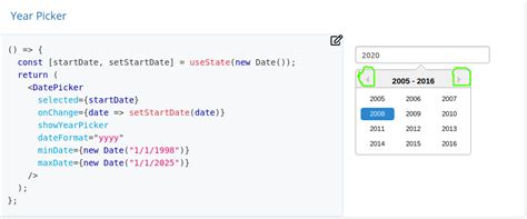 Unable To Set Minmaxdate For Dateformatyyyy In Datepicker · Issue 2370 · Hacker0x01react