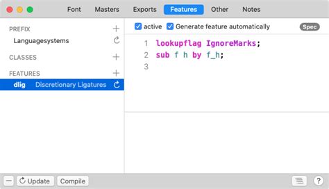 ligatures glyphs