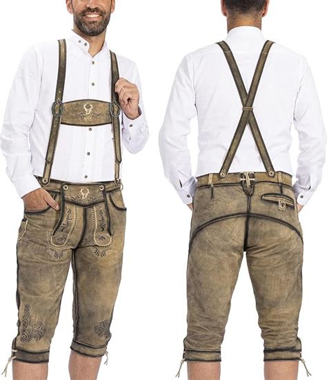 Bavaria Trachten Lederhosen Men Oktoberfest Costume Genuine Leather