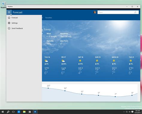 Microsoft Releases New Weather App For Windows With Hamburger Button Softpedia