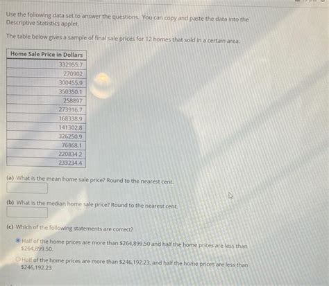 Solved Use The Following Data Set To Answer The Questions Chegg