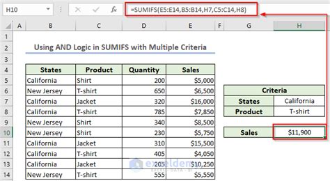 Using The Excel Sumifs Function With Multiple Criteria 5 Examples Exceldemy