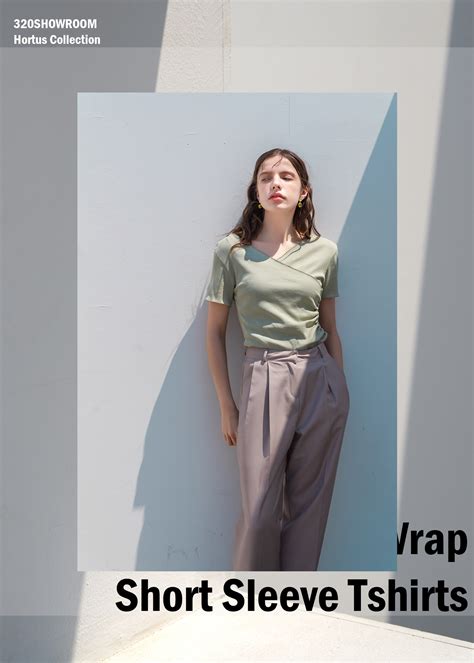 320쇼룸 V넥 랩 골지 반팔 티셔츠 민트