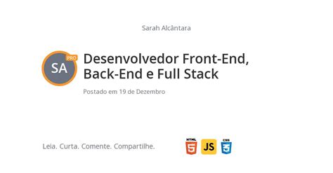 Desenvolvedor Front End Back End E Full Stack