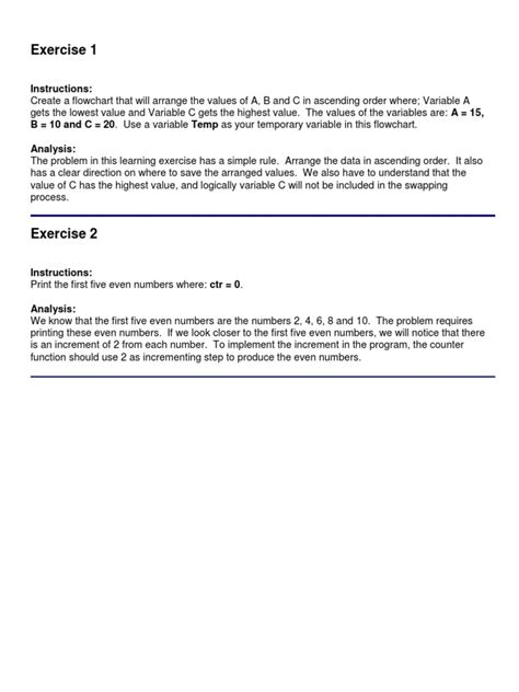 flow chart exercises pdf
