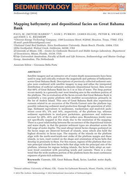 Pdf Mapping Bathymetry And Depositional Facies On Purkispapersharris Purkis Etal