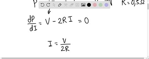 the formula for the power output p of a battery is p vi ri where v
