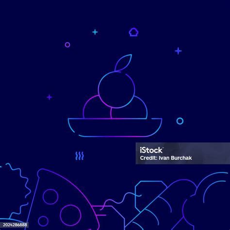 과일 그라데이션 라인 아이콘 벡터 일러스트 레이 션과 트레이 가벼운에 대한 스톡 벡터 아트 및 기타 이미지 가벼운 가정 주방 가정의 방 Istock