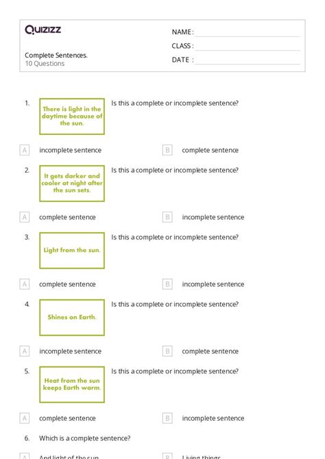 Writing Complete Sentences Worksheets 3rd Grade Free Simple Sentences