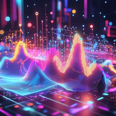 vibrant abstract visualization of data signals and metrics showcasing