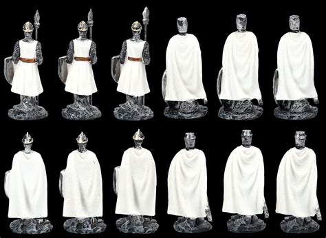 Knight Figurines Crusader Set Of 12 White 8 Cm