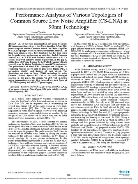 performance analysis of various topologies of common source low noise