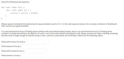 Solved Given The Following Code Sequence For I I