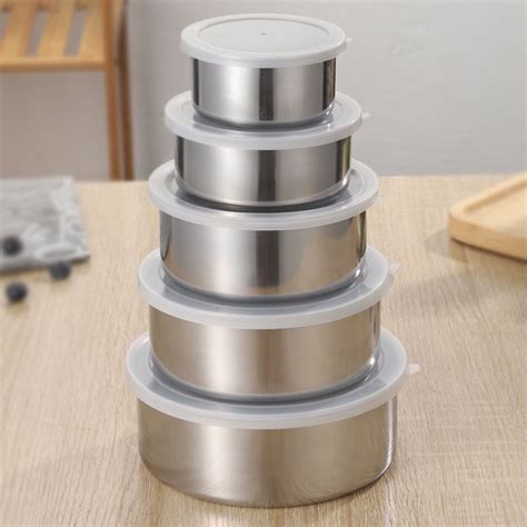 Protect Fresh Box Multi Storage Lunch Box Set 5pcs Stainless Steel Crisper Set With Pp Lid