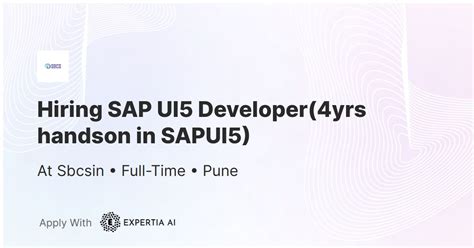 Hiring Sap Ui5 Developer4yrs Handson In Sapui5 Job Pune Senior