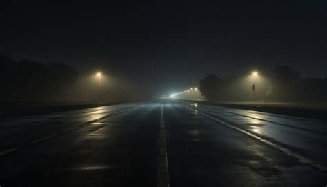 Premium Photo Empty Highway At Night After Rain