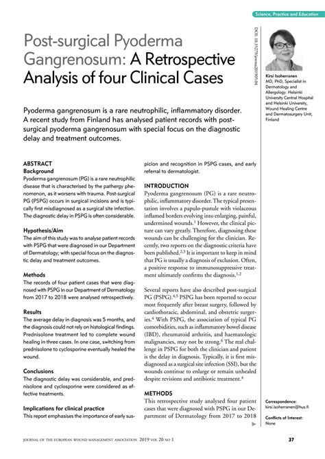 Post Surgical Pyoderma Gangrenosum A Retrospective Analysis Of Four