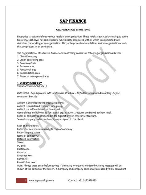Unit 1 Sap Fico Organisation Structure Pdf