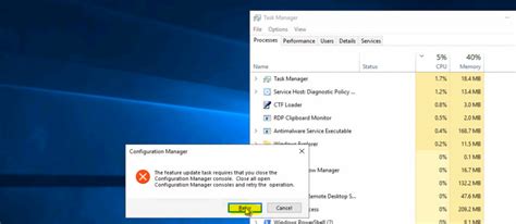fix configmgr console feature update task retry operation error sccm configuration manager