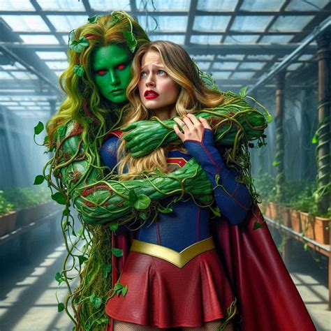 Poison Ivy Squeezing The Life Out Of Supergirl By Babsbami On Deviantart