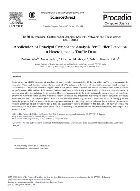 Pdf Application Of Principal Component Analysis For Outlier Detection