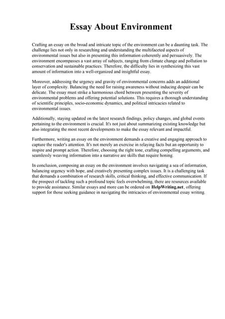 Environmental Problems Essaypdf Environment Science